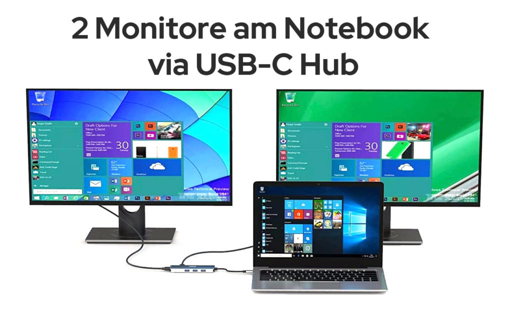 USB-C Hub für zwei Monitore Dockingstation • Tikoim.de